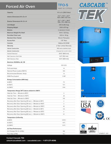 Cascade TEK TFO-5 Spec Sheet | Manualzz