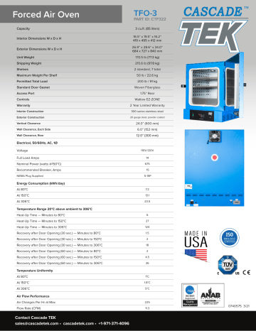Cascade TEK TFO-3 Spec Sheet | Manualzz