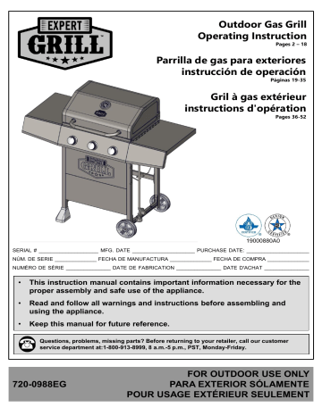 Expert Grill 720-0988EG grill Operation Manual | Manualzz