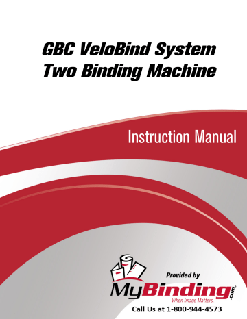 MyBinding GBC Velobind System 2 Instruction manual | Manualzz