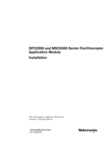 Tektronix DPO2000 Series, MSO2000 Series Installation Manual | Manualzz