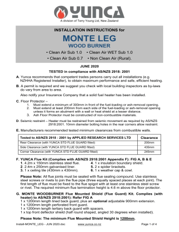 Yunca Monte Leg Installation & Operating Manual | Manualzz