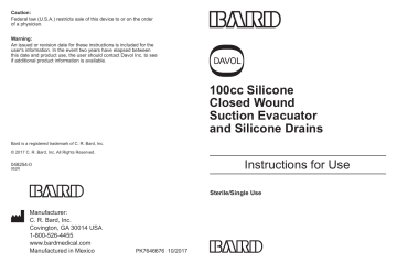 Bard DAVOL 100cc Instructions For Use | Manualzz