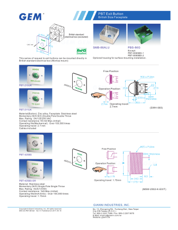 GEM PBT-860BS-B Specification Sheet | Manualzz