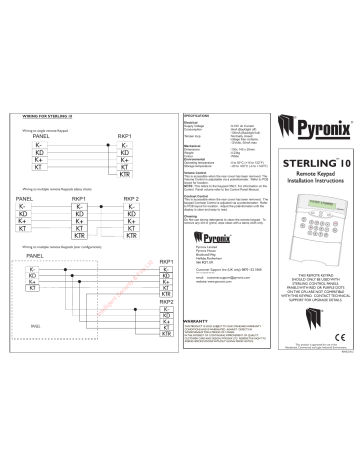 Pyronix STERLING 10 Installation Instructions | Manualzz