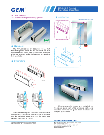 GEM Electromagnetic Lock Specifications | Manualzz