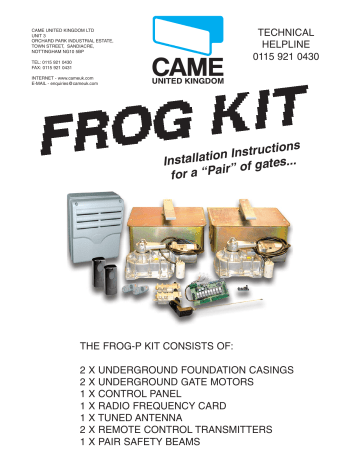 CAME FROG-P KIT Installation Instructions Manual | Manualzz