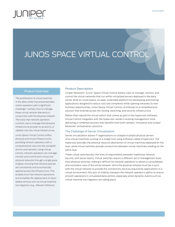 Juniper SPACE VIRTUAL CONTROL Datasheet | Manualzz