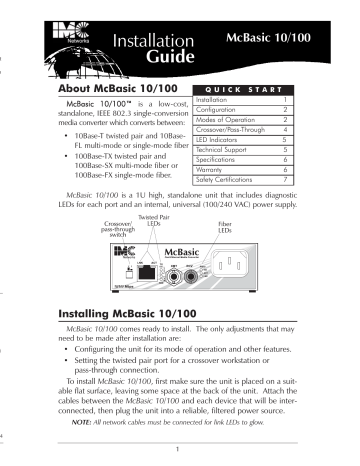 IMC Networks McBasic 10/100 Install Manual | Manualzz