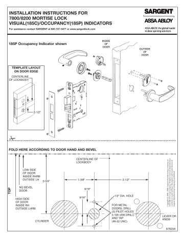 Sargent 7800 Installation Instructions | Manualzz