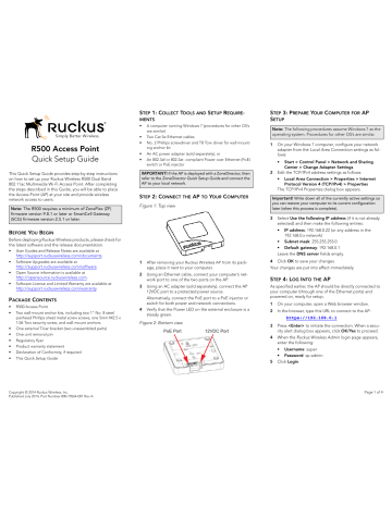 Ruckus Wireless ZoneFlex R500 Quick Setup Manual | Manualzz