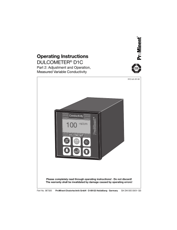 ProMinent DULCOMETER D1C Operating Instructions Manual | Manualzz