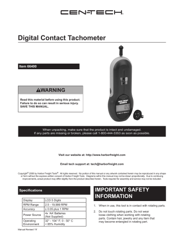 CEN-TECH CEN-TECH 66400 User Manual | Manualzz