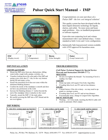 Pulsar IMP Quick Start Manual | Manualzz