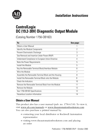 Allen-Bradley ControlLogix Installation Instructions Manual | Manualzz
