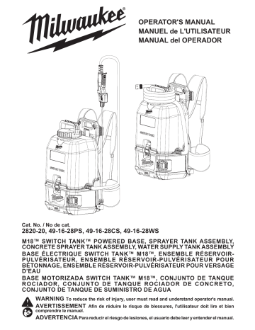 Milwaukee M18 SWITCH TANK 2820-20 Operator's Manual | Manualzz