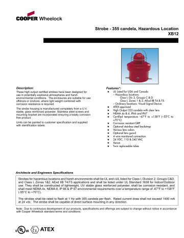 Cooper Wheelock XB12 Specification | Manualzz