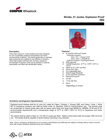 Cooper Wheelock XB4 Specification | Manualzz