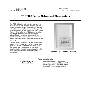Johnson Controls TEC Series Product Bulletin | Manualzz