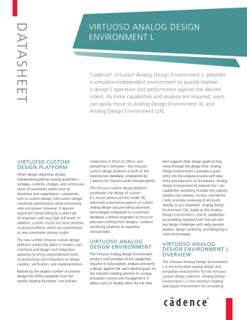 Cadence VIRTUOSO ANALOG DESIGN ENVIRONMENT L Datasheet | Manualzz