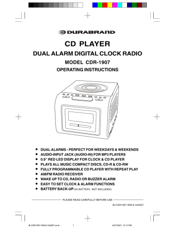 Durabrand CDR-1907 Operating Instructions Manual | Manualzz