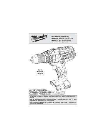 Milwaukee M18 2602-20 Operator's Manual | Manualzz