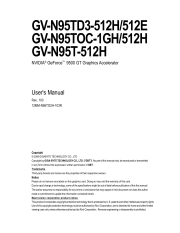 1. Introduction. Gigabyte GV-NX76T256HI-RH, GV-N95TOC-512H, GV-N95T ...