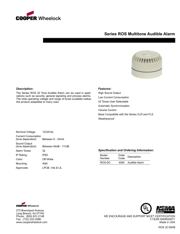 Cooper Wheelock ROS-DC Specification | Manualzz