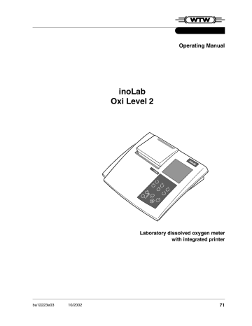 wtw inoLab Oxi Level 2 Operating Manual | Manualzz