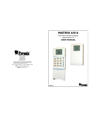 Pyronix MATRIX 6, MATRIX 816 User Manual | Manualzz