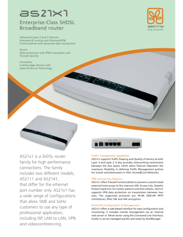 Aethra AS2111 Technical Specifications | Manualzz