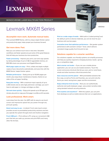 Lexmark MX611 Series Brochure & Specs | Manualzz