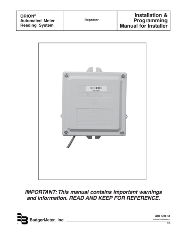 Badger Meter ORION Installation & Programming Manual | Manualzz