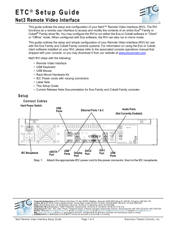 ETC Net3 Setup Manual | Manualzz