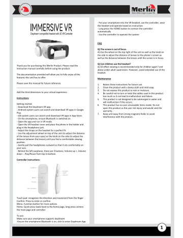 Merlin Immersive VR User Manual | Manualzz