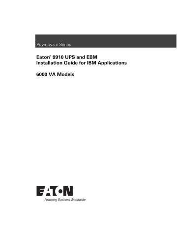 Eaton 9910, Powerware 9910 EBM Installation Manual | Manualzz