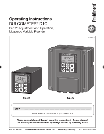 ProMinent DULCOMETER D1C Operating Instructions Manual | Manualzz