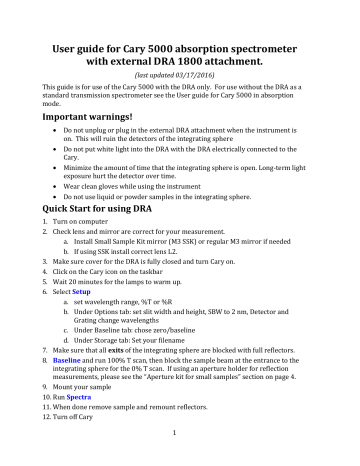 Varian Cary 5000 User Manual | Manualzz