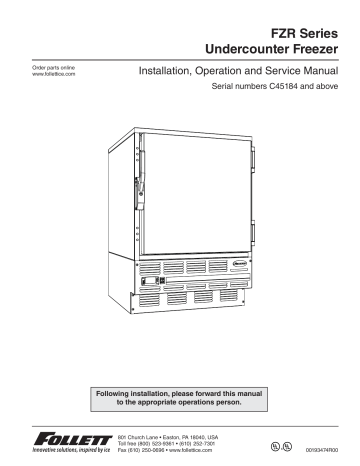Follett FZR Series Installation & Service Manual | Manualzz