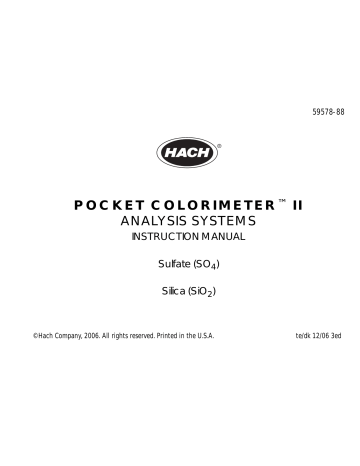 Hach POCKET COLORIMETER II Instruction Manual | Manualzz