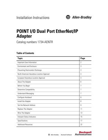 Allen-Bradley 1734-AENTR Installation Instructions Manual | Manualzz