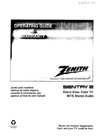 Zenith Sentry 2 Series Operation Manual & Warranty | Manualzz