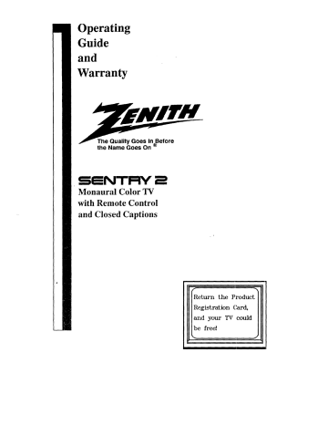 Zenith Sentry 2 Series Operating Manual & Warranty | Manualzz