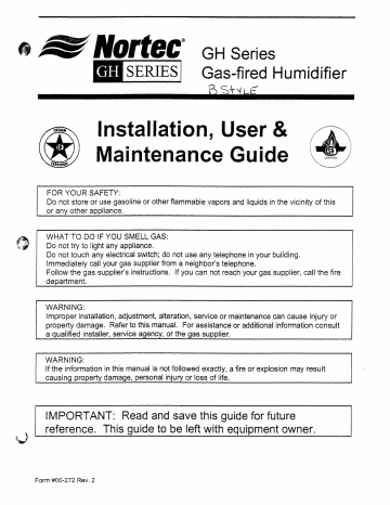 Nortec GH 300, GH 400 Installation, User & Maintenance Manual | Manualzz