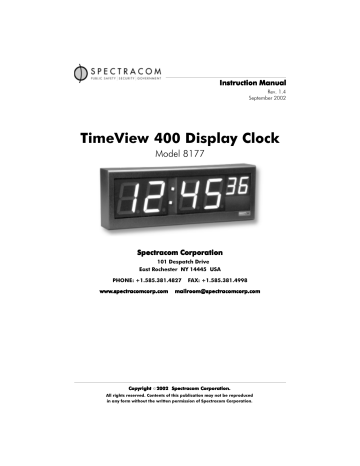Spectracom TimeView 400 8177 Instruction Manual | Manualzz