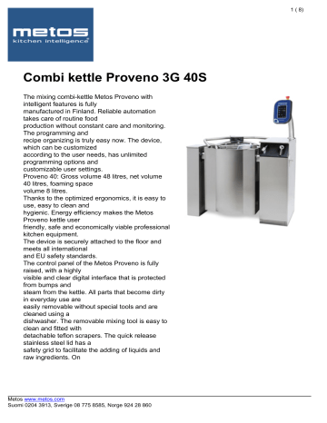Metos Proveno 3G 40S Manual | Manualzz