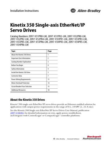 Rockwell Automation Allen-Bradley Kinetix 350 Installation Instructions Manual | Manualzz
