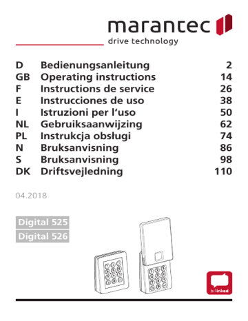 Marantec Digital 526, Digital 525 Bedienungsanleitung | Manualzz
