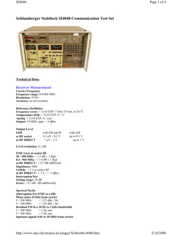 Wavetek 4040 Stabilock Data Sheet | Manualzz
