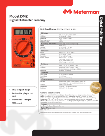 Wavetek 2 Digital Multimeter Data Sheet | Manualzz